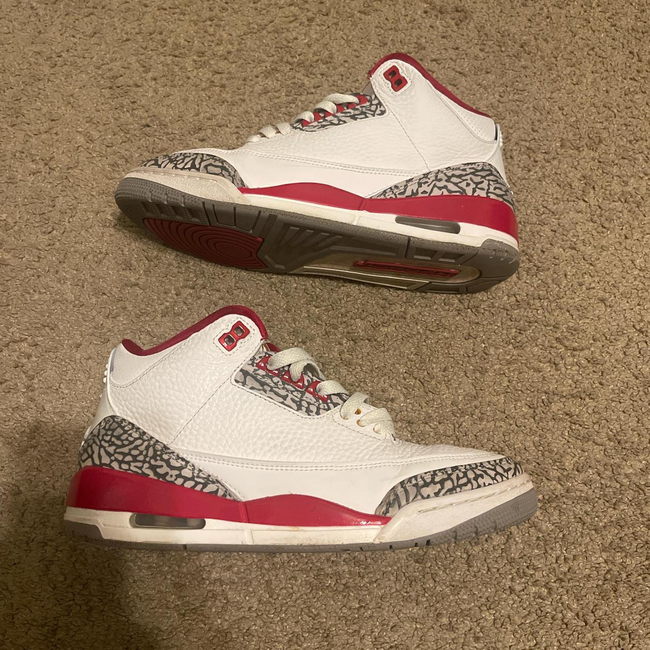 jordan 3s cardinal red size 8 get them off my hands - Depop