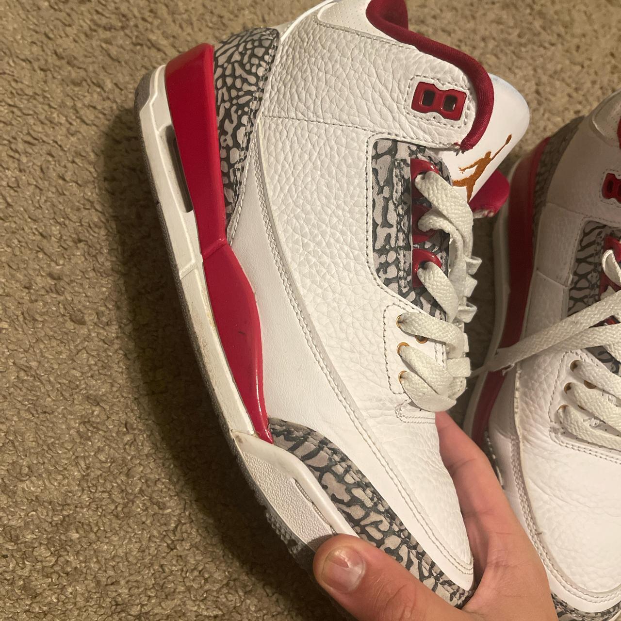 jordan 3s cardinal red size 8 get them off my hands - Depop