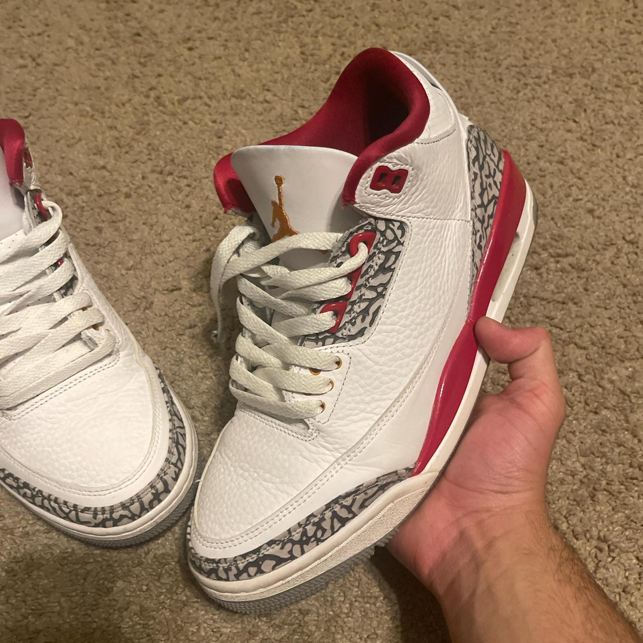 jordan 3s cardinal red size 8 get them off my hands - Depop