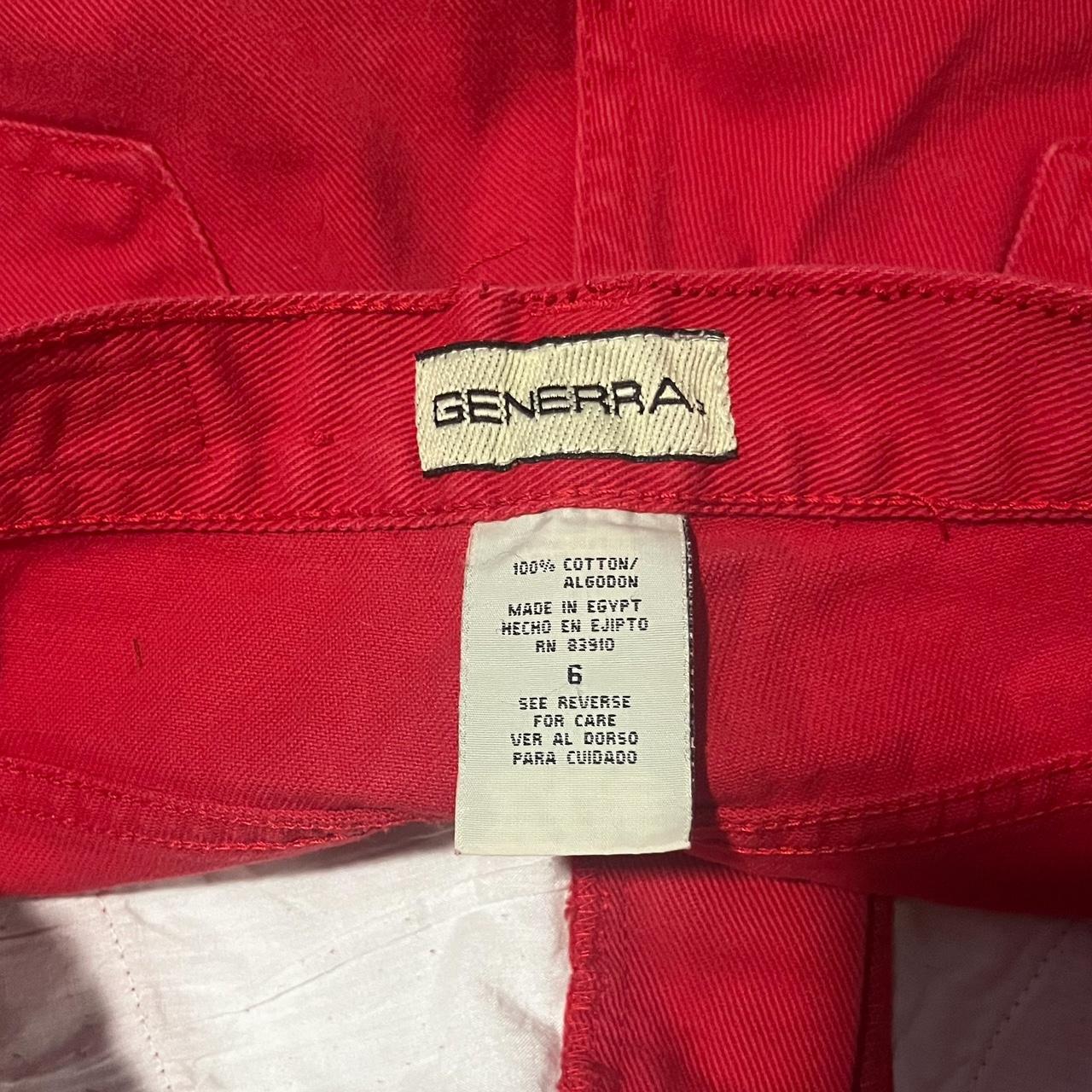 Red vintage 90s Generra denim high waisted shorts... - Depop