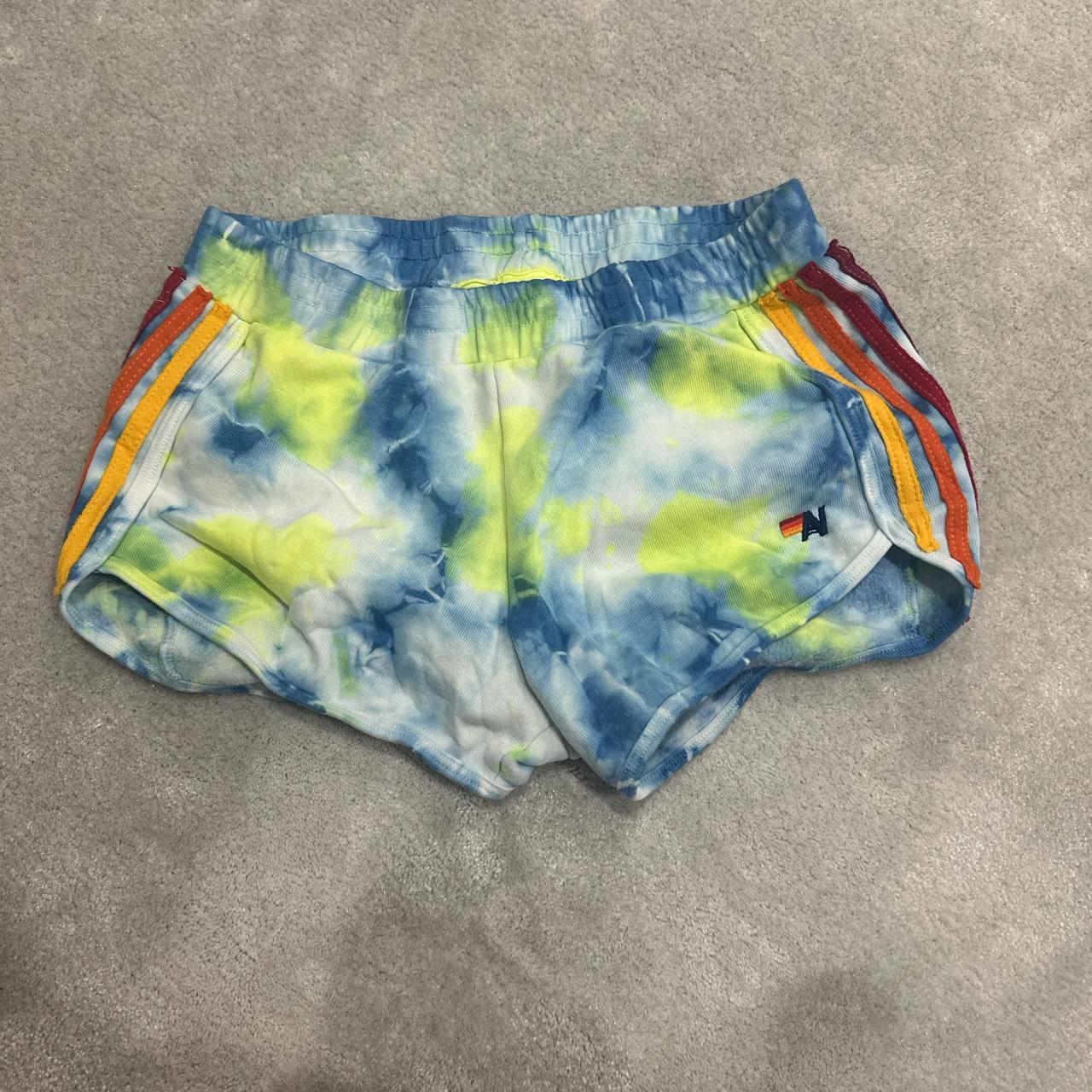 aviator nation neon tie dye shorts worn 1 time - in... - Depop