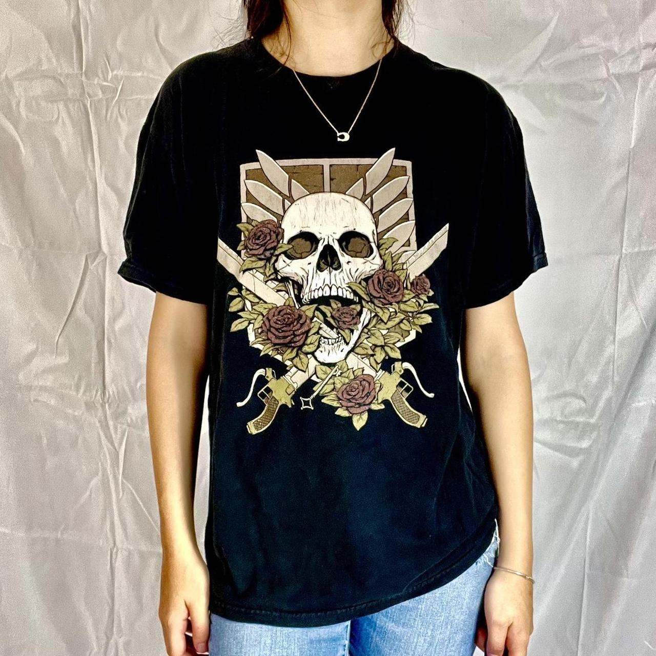 Retro Skull and Roses T-Shirt; Tee Fury - Fits size... - Depop