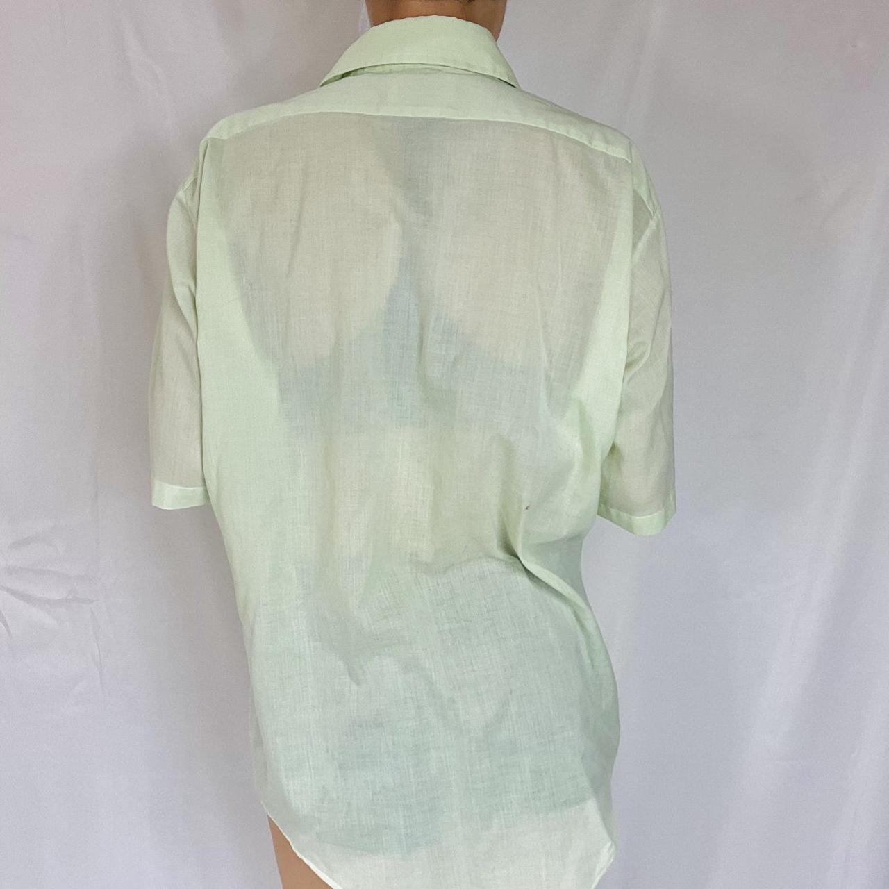 Vintage Neon Green Translucent Button-up Shirt;... - Depop