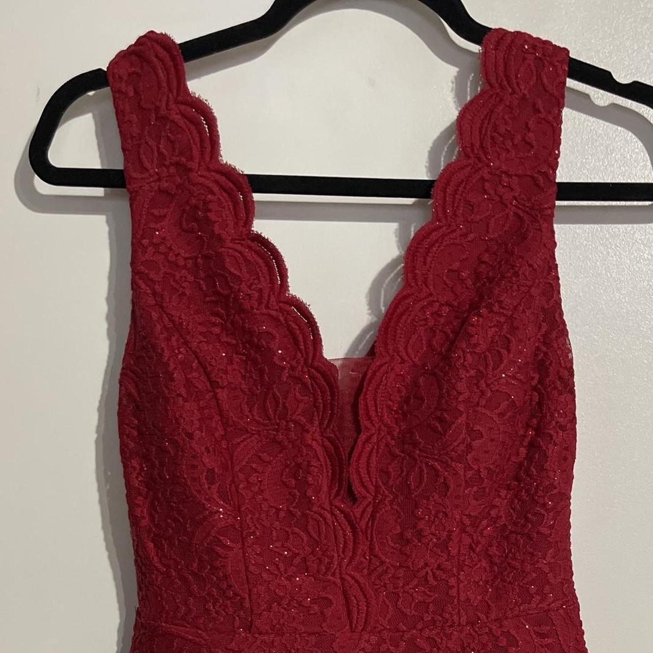 City Studio Red Dress with laced design red and gold... - Depop