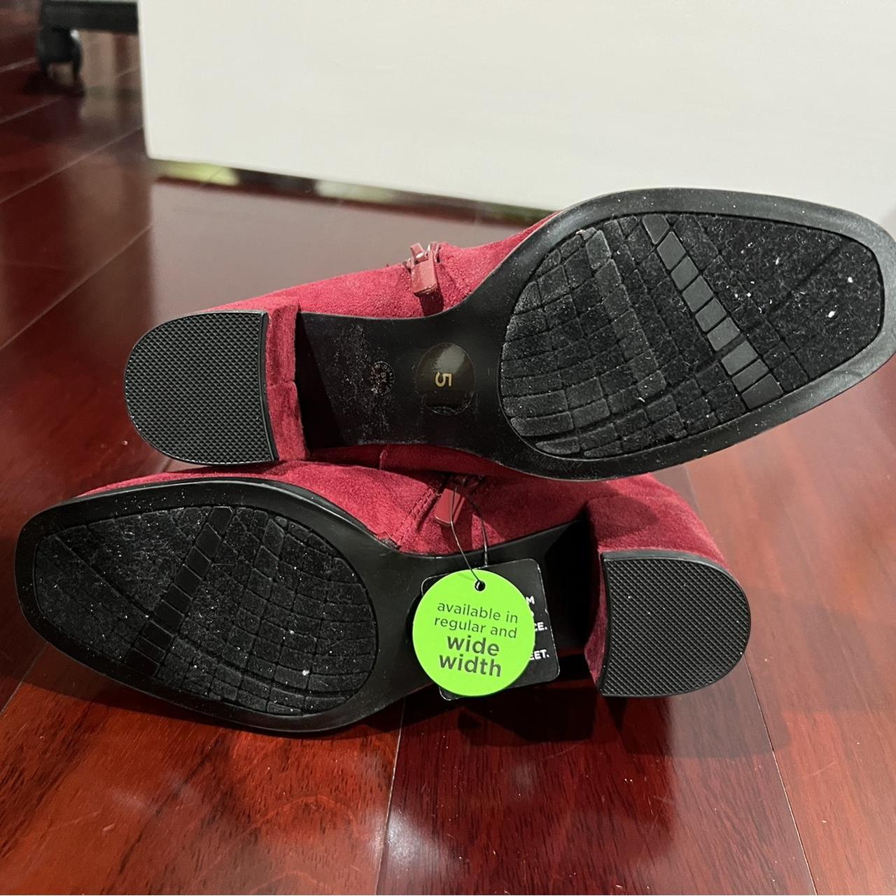 Ruby red heeled booties - Depop