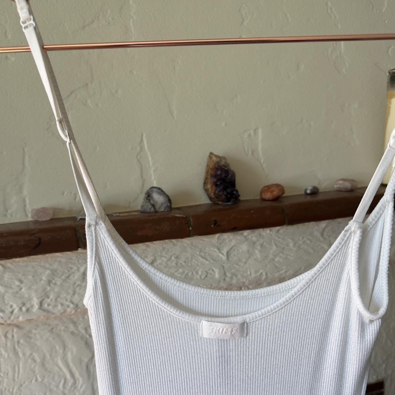 Skims white marble shimmer long lounge slip dress.... - Depop