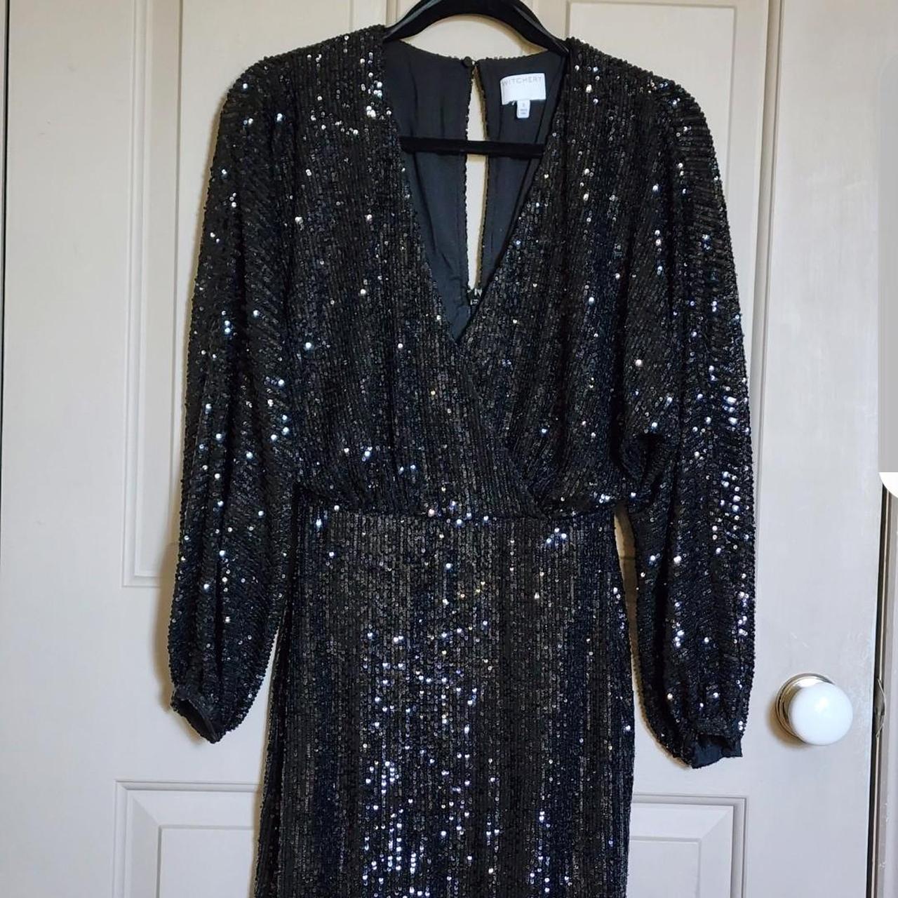 Witchery Black Sequin Mini Dress Never worn (BNWOT),... - Depop