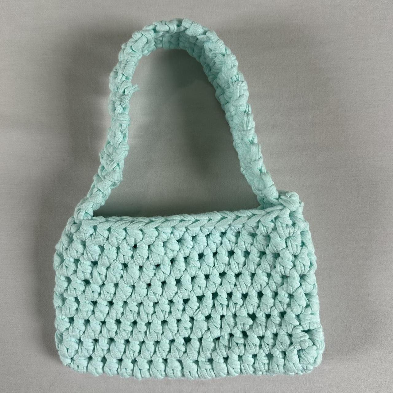 Mini Baby Blue Crochet Bag - Depop