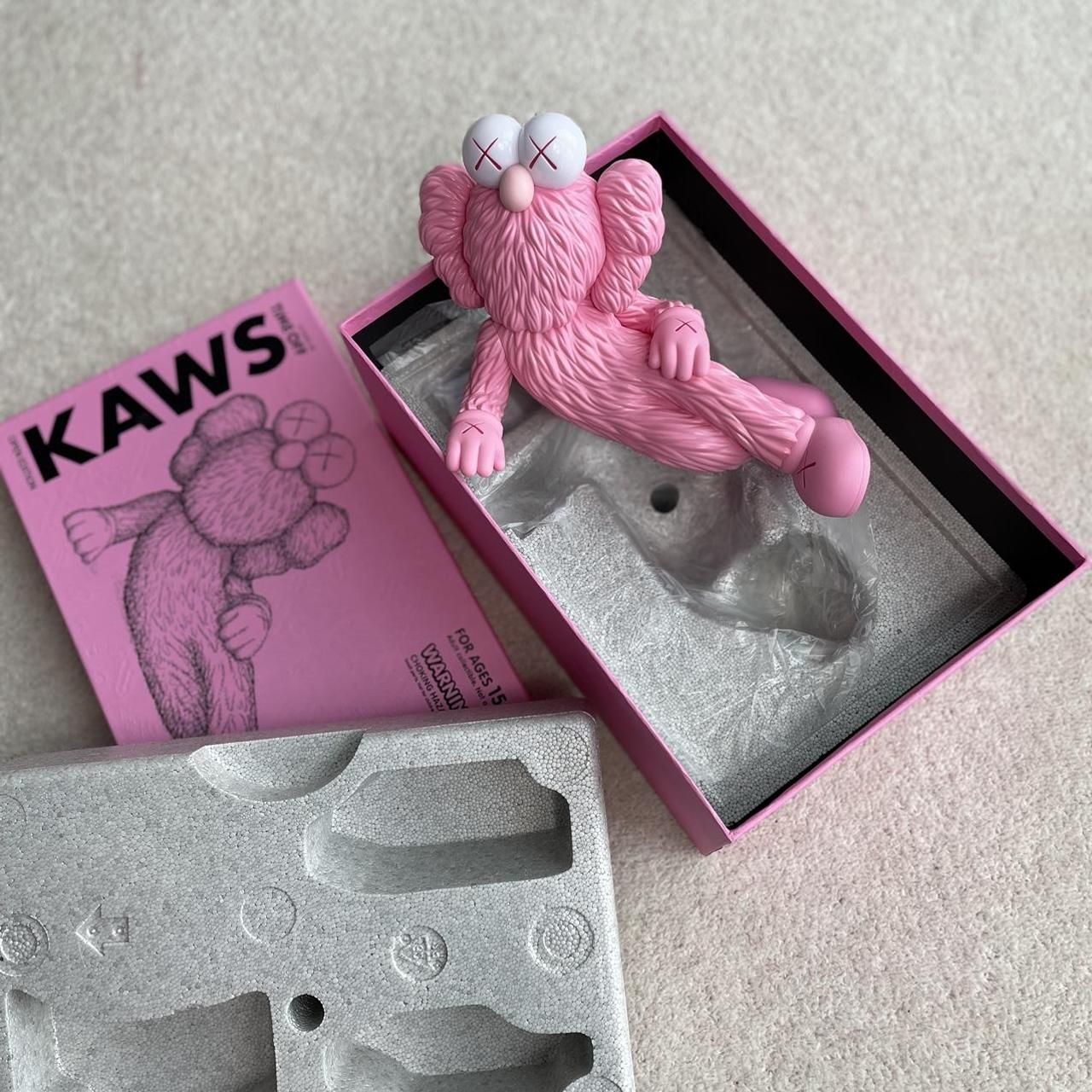 Kaws timeoff pink figurine sculpture Pink kaws vynl... - Depop