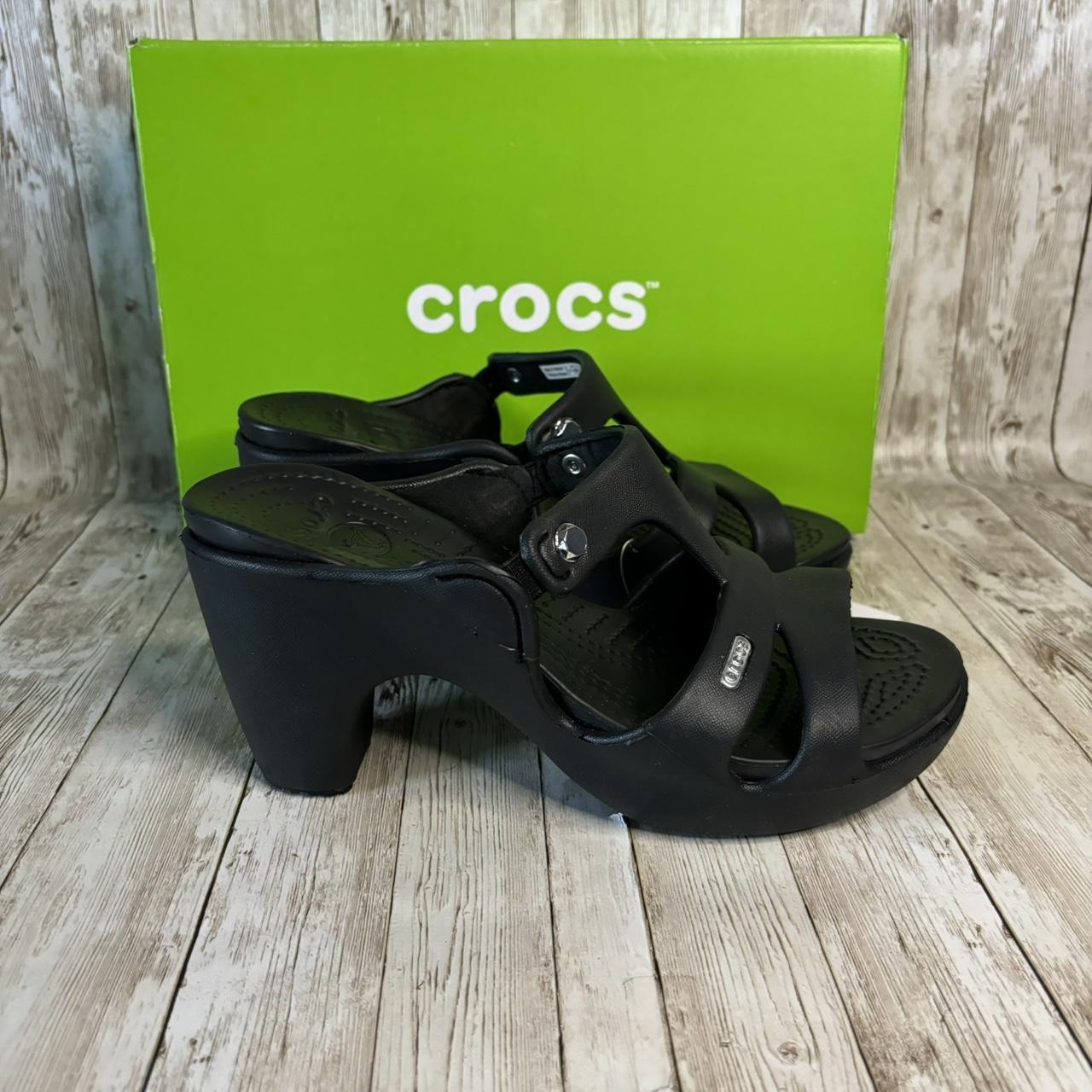 New Crocs Cyprus V Heels Womens Size 8 Black Shoes Rare - Depop