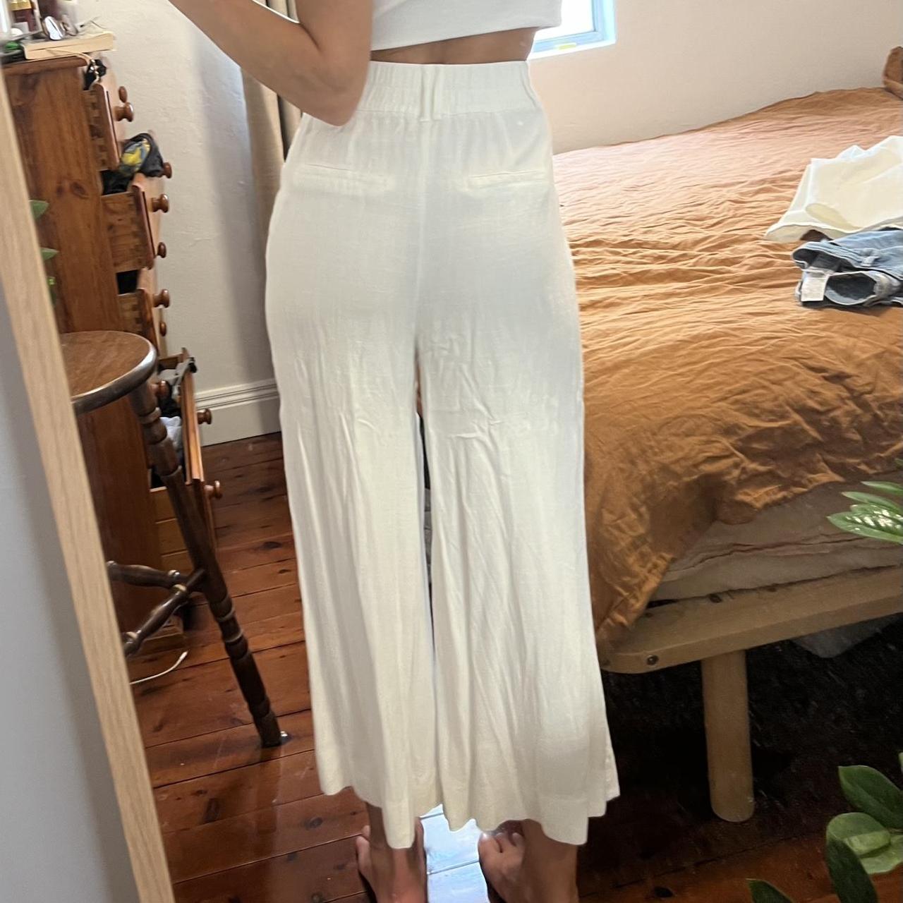 Dotti white linen pants size 6 | Depop