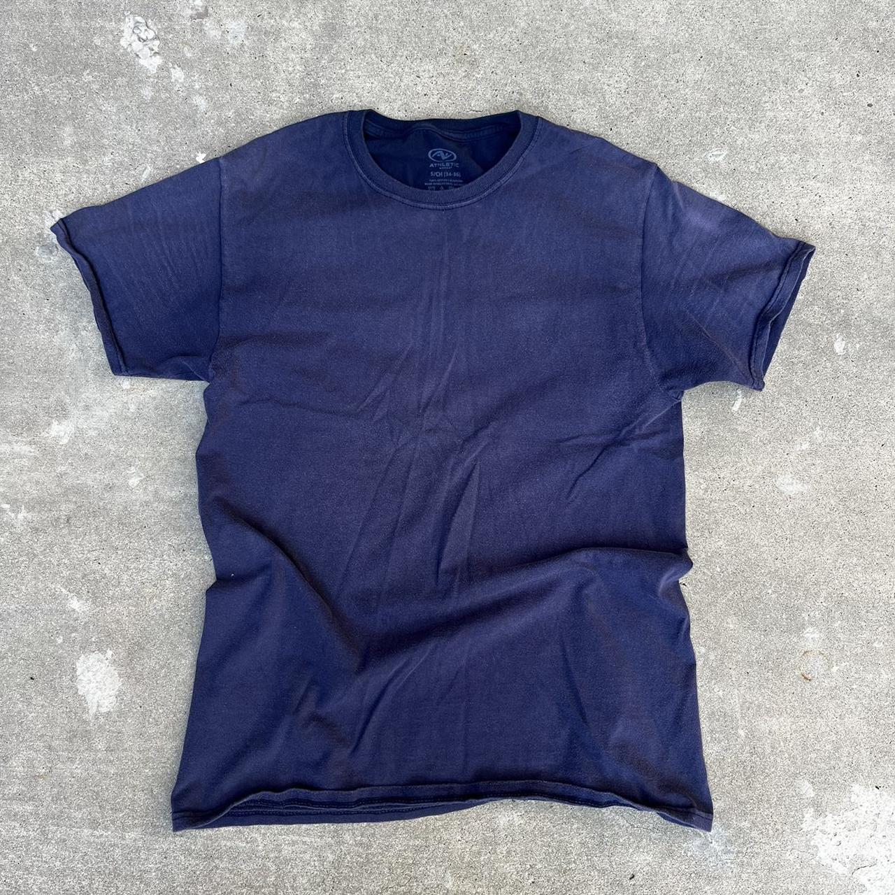Vintage distressed and faded Navy blue blank t-shirt... - Depop