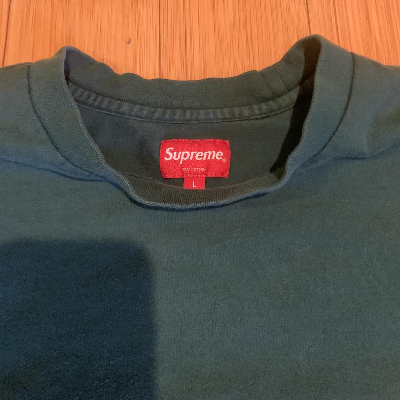 Supreme Men's Green and Silver T-shirt | Depop