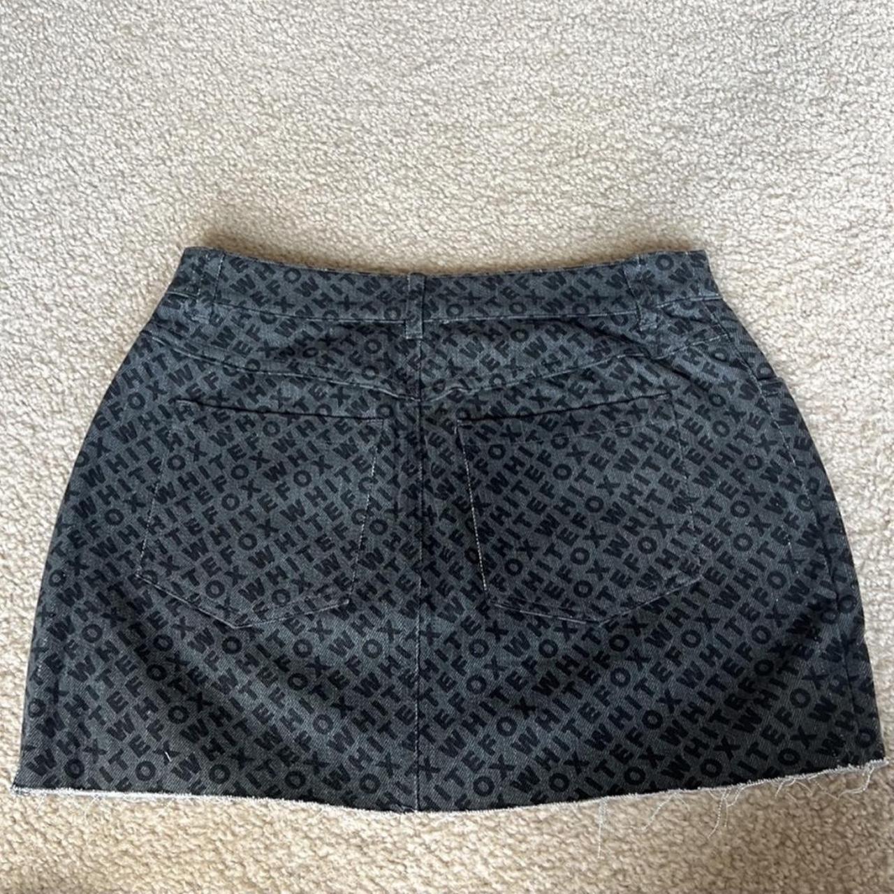 White Fox label mini denim skirt - Depop