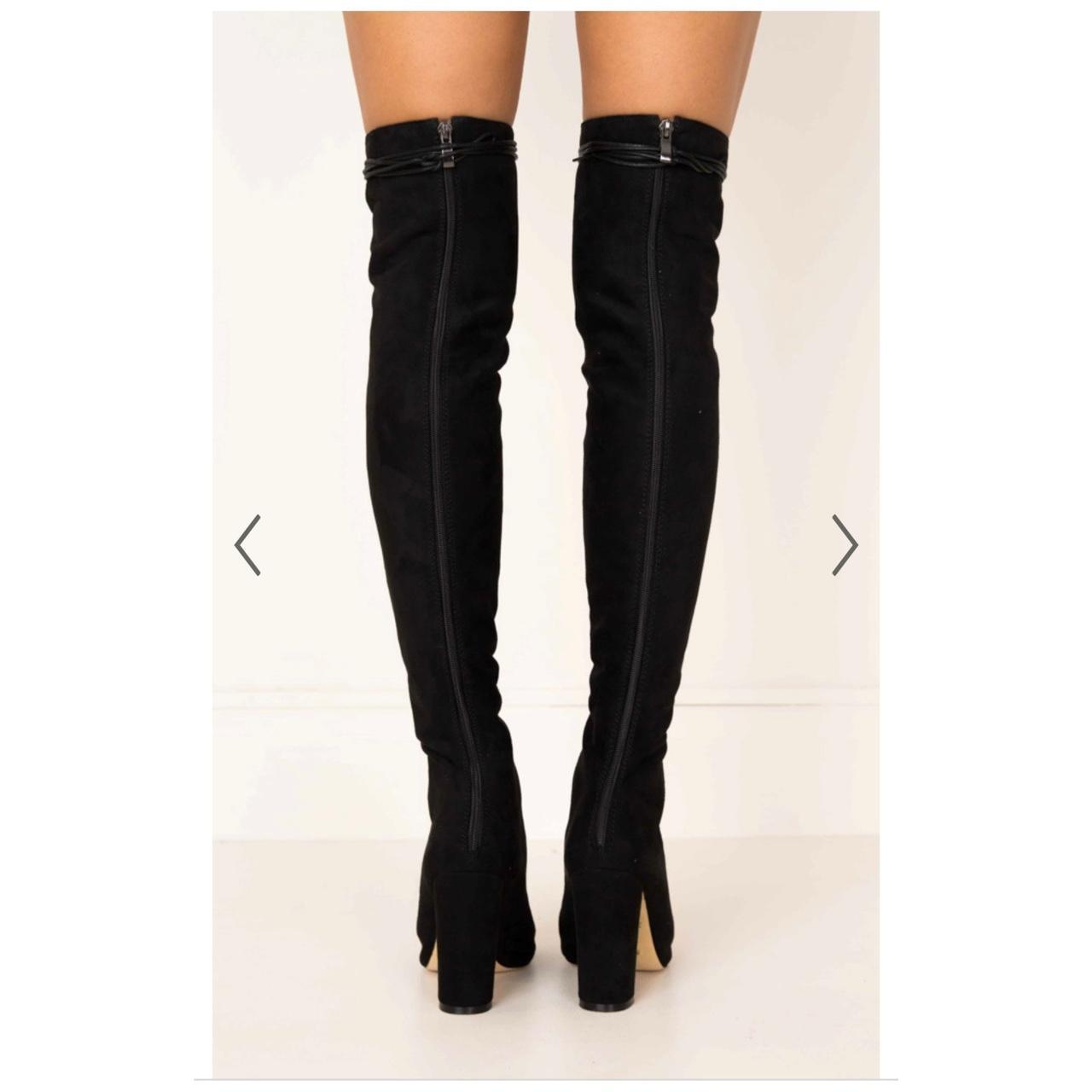 Black Suede Knee High Lace Up Boots • Heel height:... | Depop