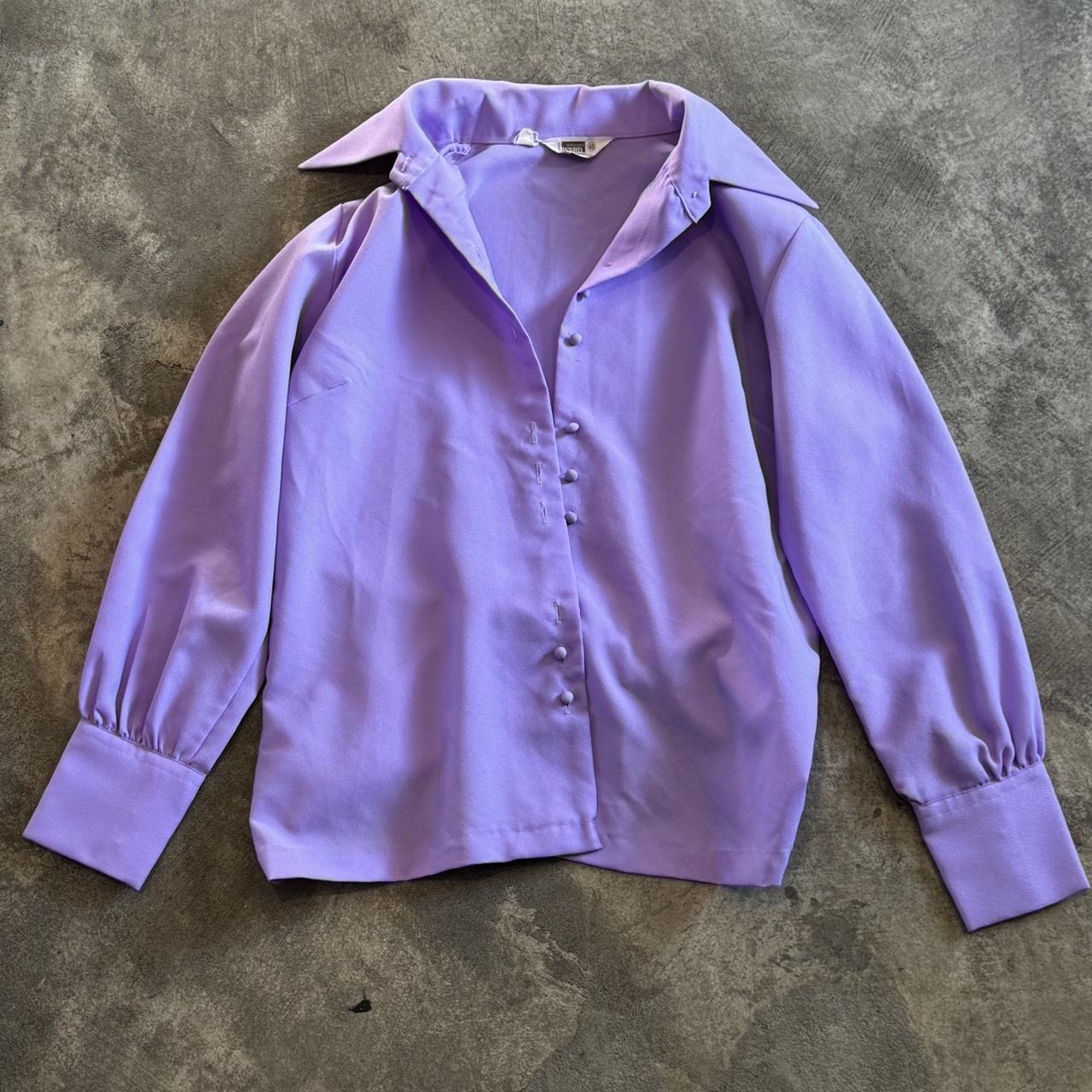 Purple collarded 70s button up Wild color Unique... - Depop