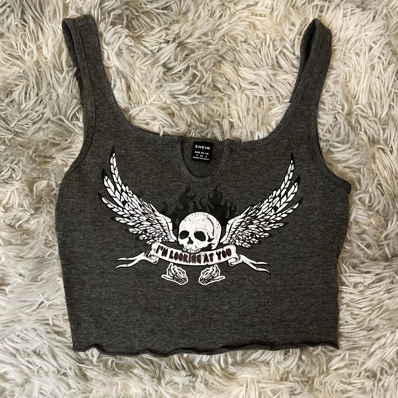 I’m looking at you skull crop top - Depop