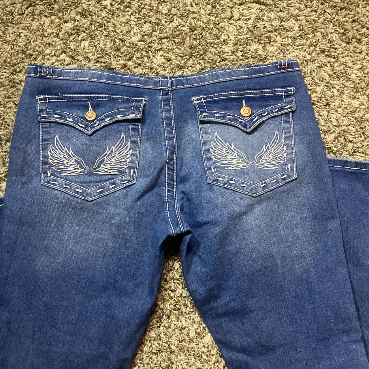 Y2k angel wings jeans flared - Depop