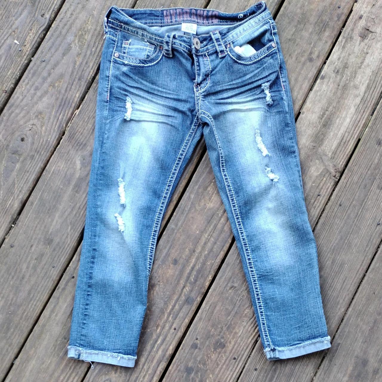 Low rise, distressed Hydraulic capris jeans. In... - Depop