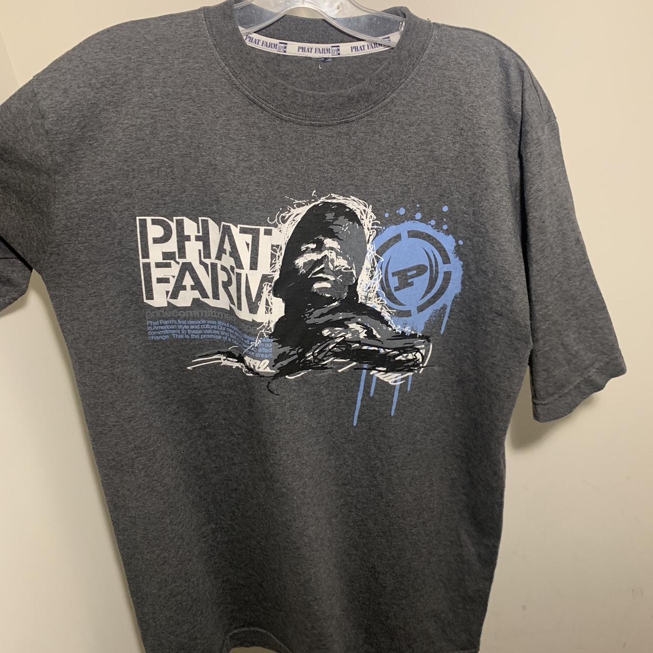 Large Grey Phat Farm Graphic T-shirt - Depop