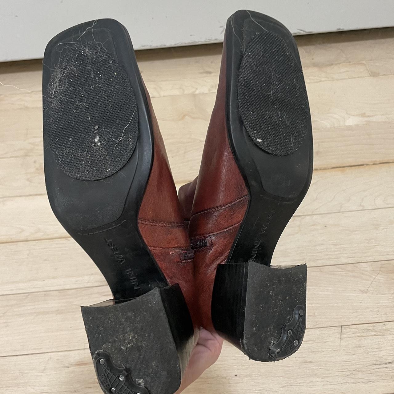 Nine West Red Buckle Ankle Heel Booties #ninewest... - Depop