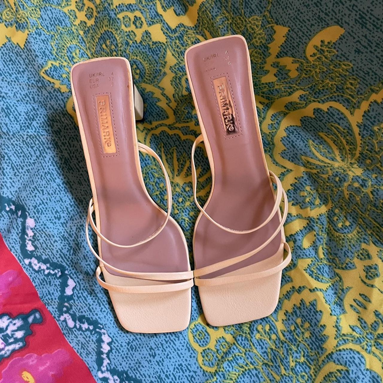 Primark pastel yellow sandal heels💛 UK size 4, only... - Depop
