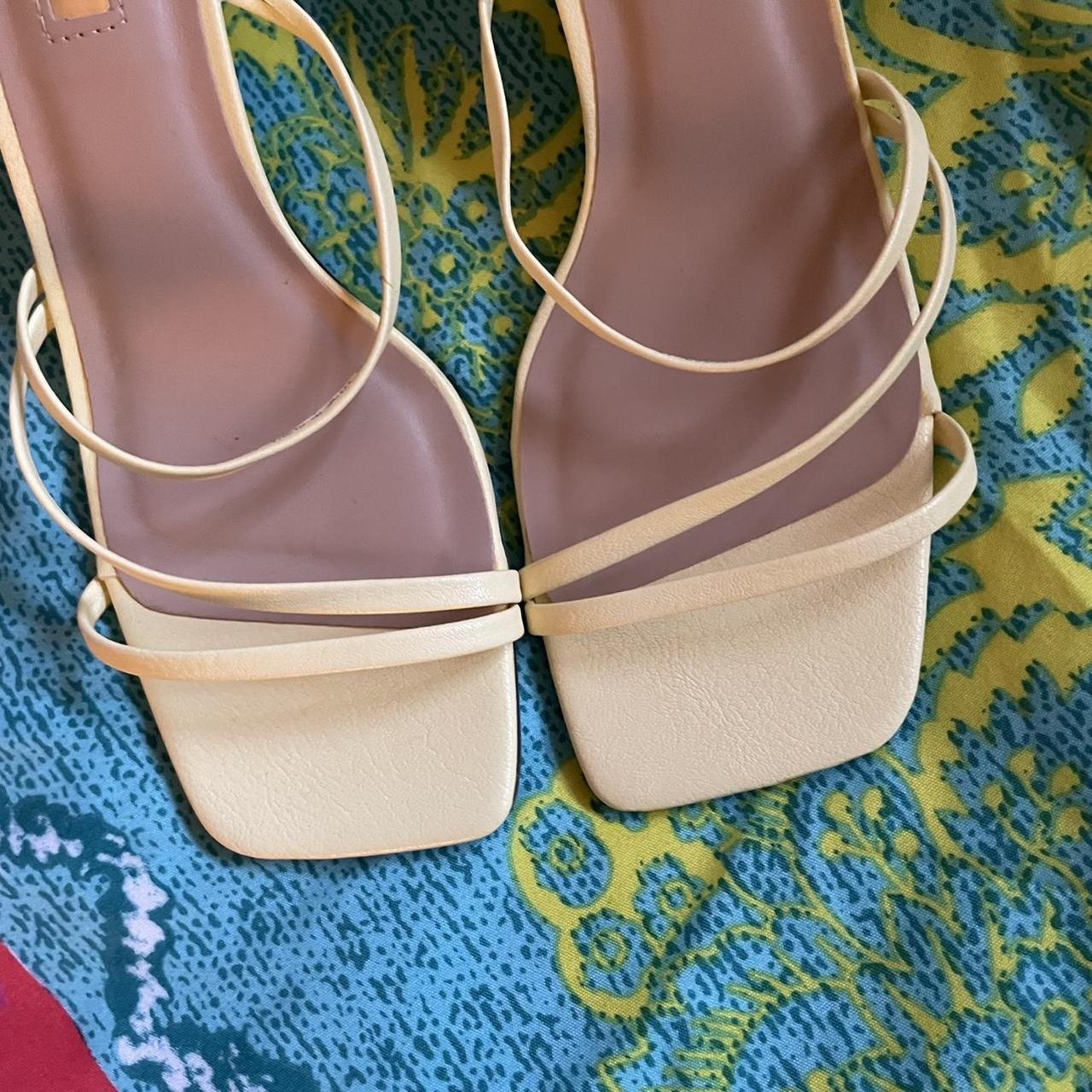 Primark pastel yellow sandal heels💛 UK size 4, only... - Depop