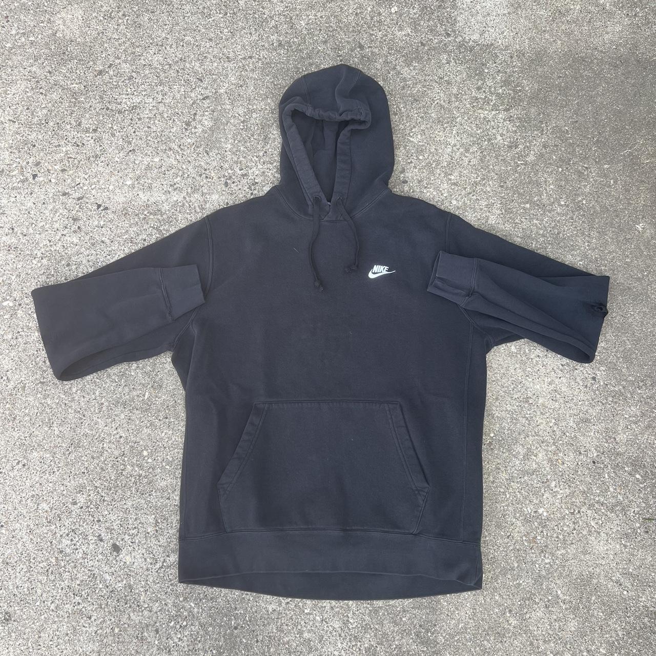Black Nike Hoodie Well worn, small hole shown in... - Depop