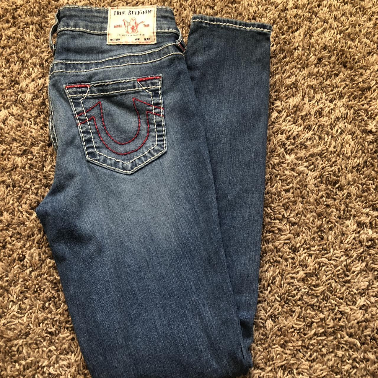skinny mid rise true religion jeans - Depop