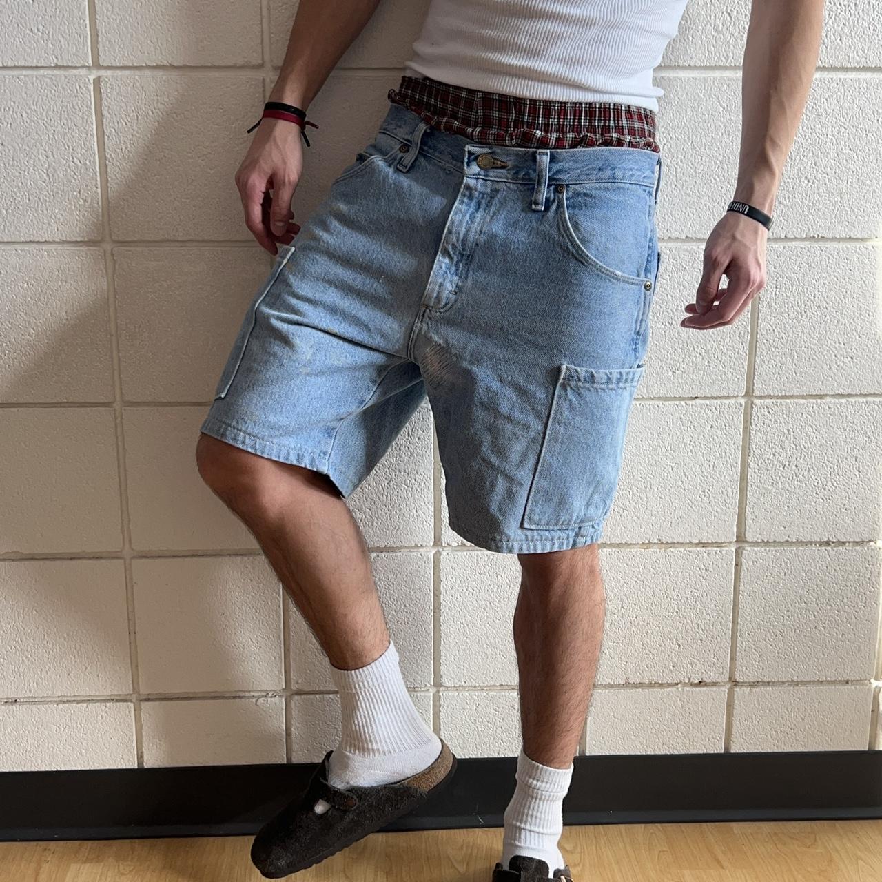Wrangler jorts with unique front pockets, cool... - Depop