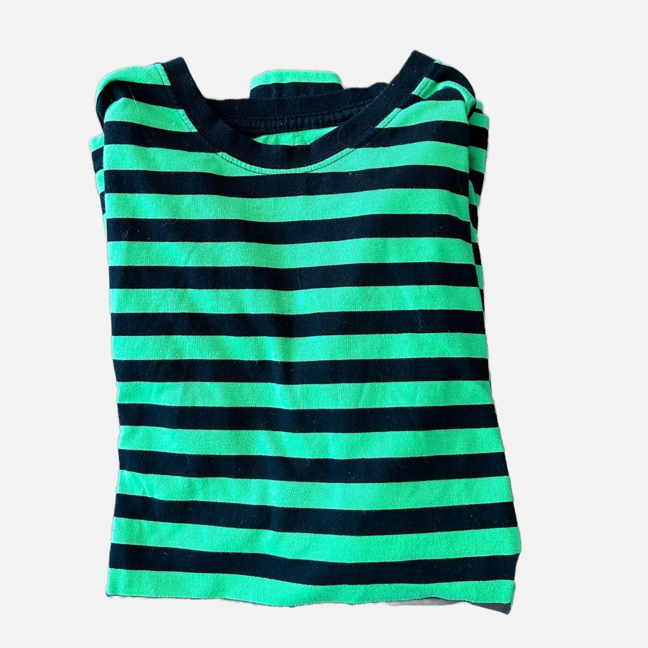 Hot Topic Green & Black Striped Long sleeve t-shirt... - Depop