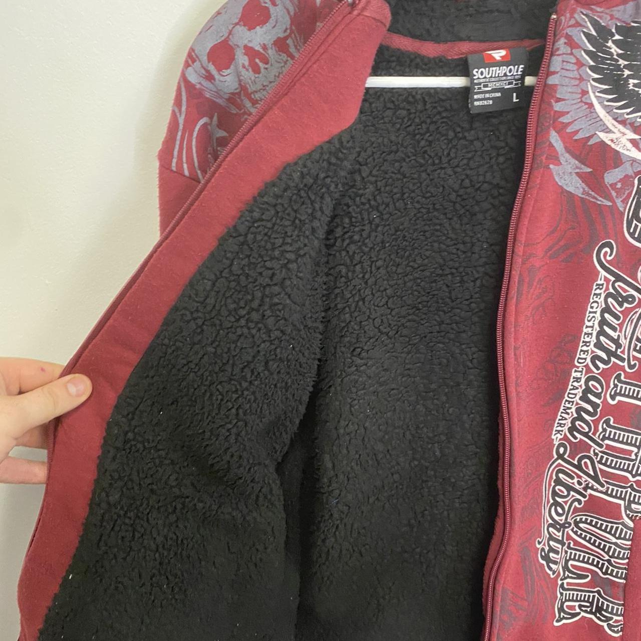 Vintage Y2K Southpole Opium Skull grunge Red Zip Up... - Depop