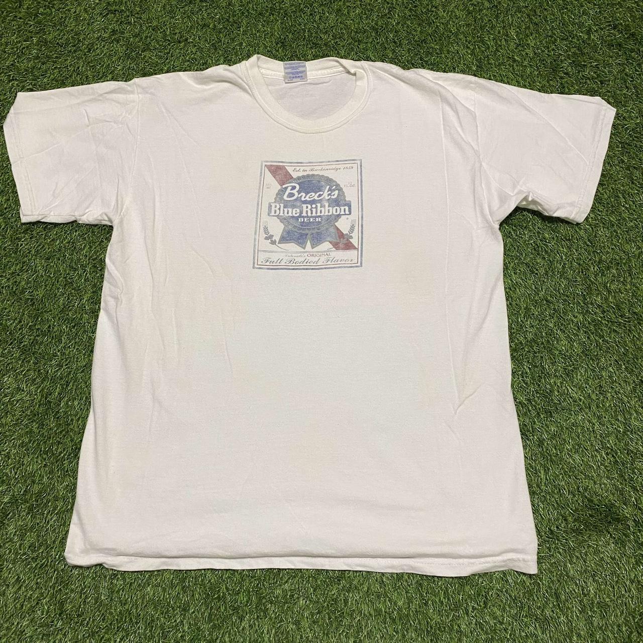 Blue ribbon beer t shirt Great condition Dm if... - Depop