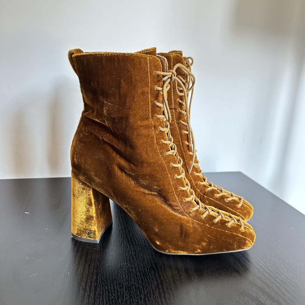 Sam Edelman Carney Velvet Lace-Up Boots 7.5 Hard to... - Depop
