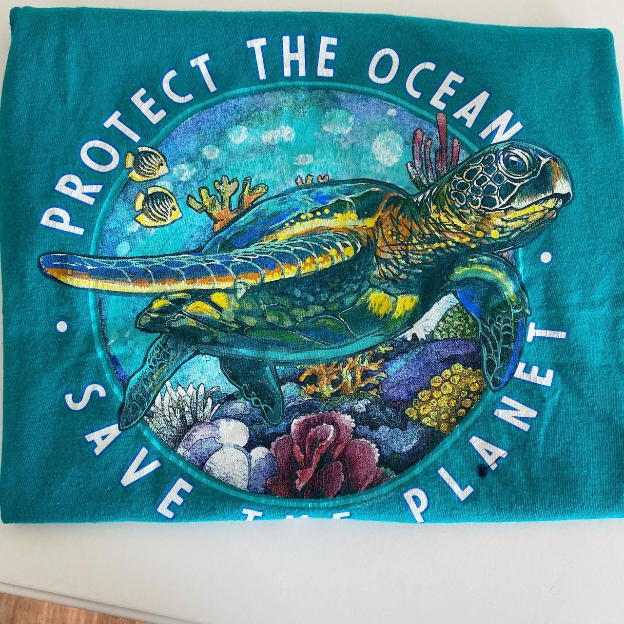 Vintage 90s protect the ocean turtle graphic tee.... - Depop