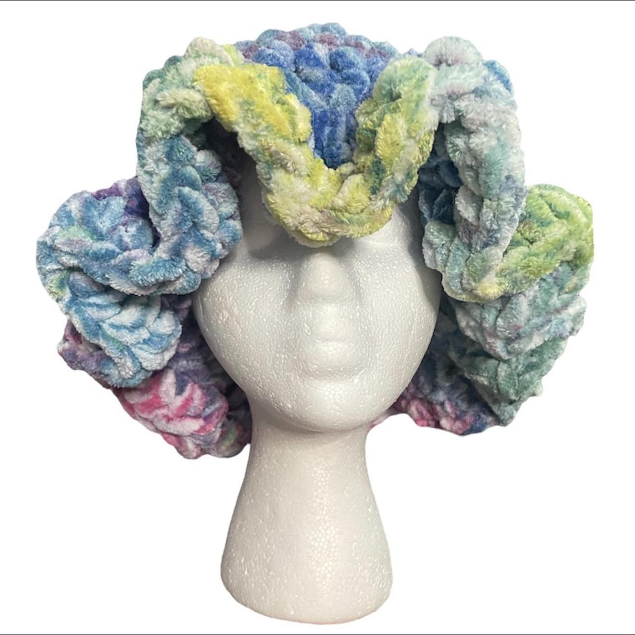Chunky colorfuk crochet ruffle hat! Handmade... - Depop