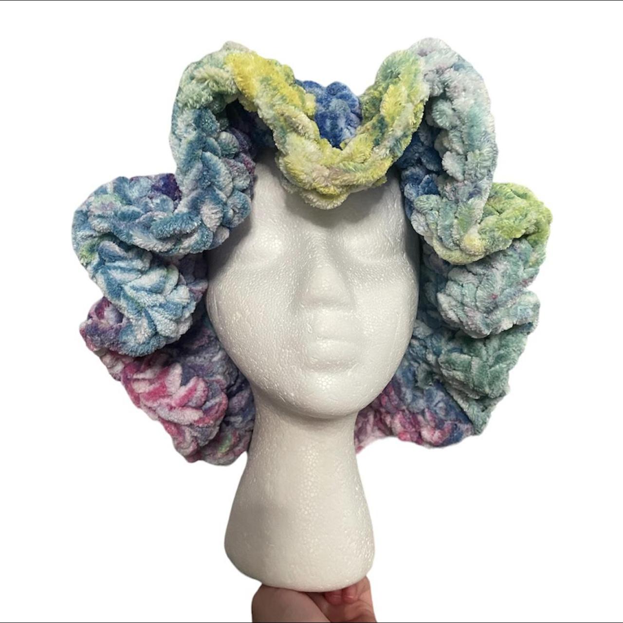 Chunky colorfuk crochet ruffle hat! Handmade... - Depop