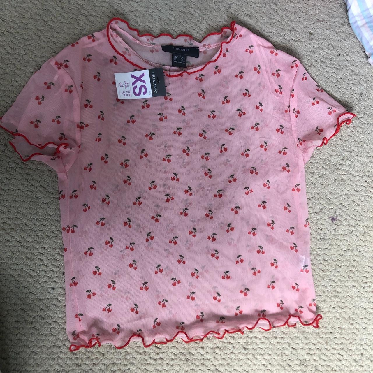 cute shear top cherry pattern still got tags on - Depop