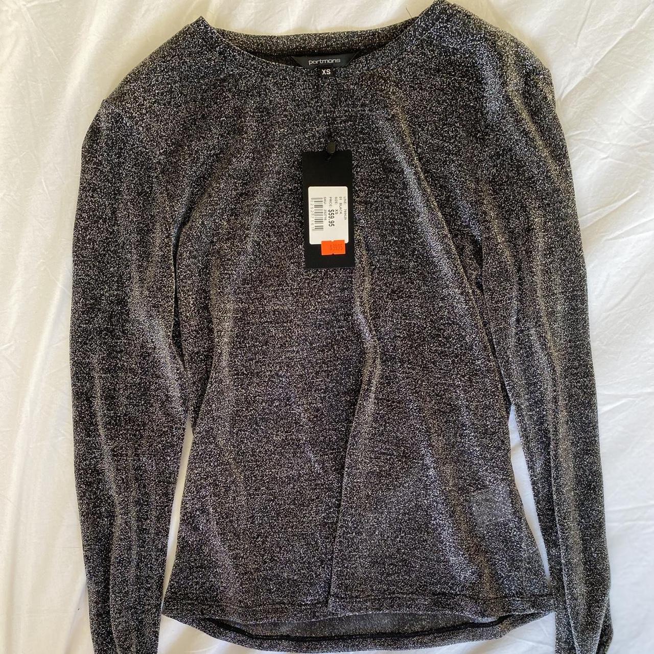 Portmans Sheer Silver Top Shimmery sheer silver... | Depop