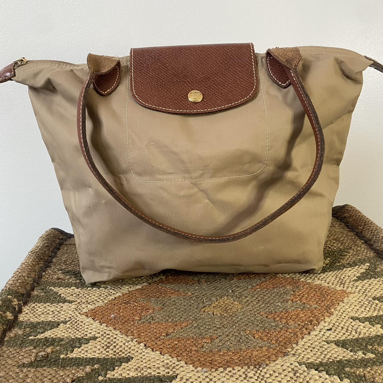 Longchamp Women's Cream and Brown Bag | Depop