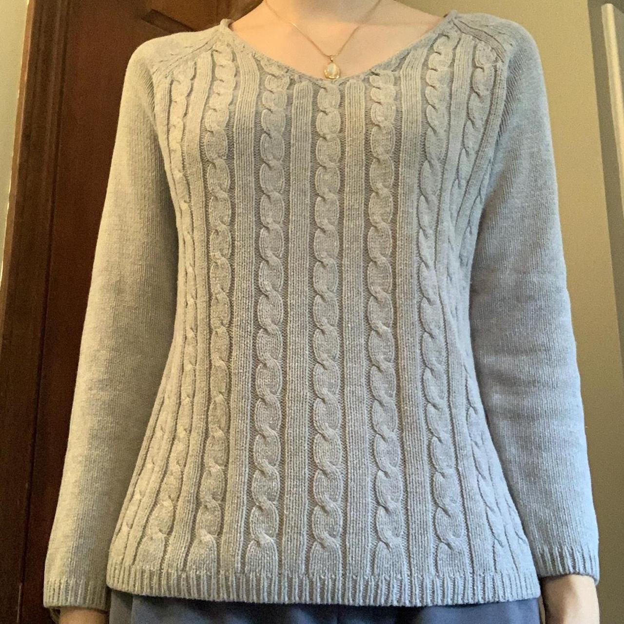 Vintage beautiful Route 66 gray cable knit sweater!... - Depop