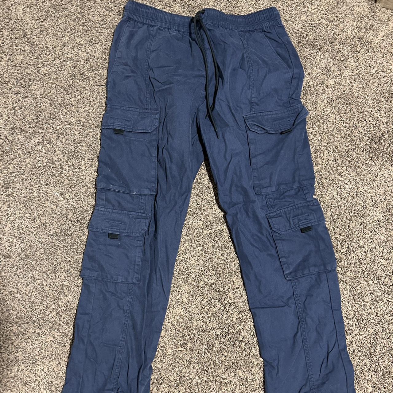 Pacsun Navy blue cargo pants with drawstring #pacsun... - Depop