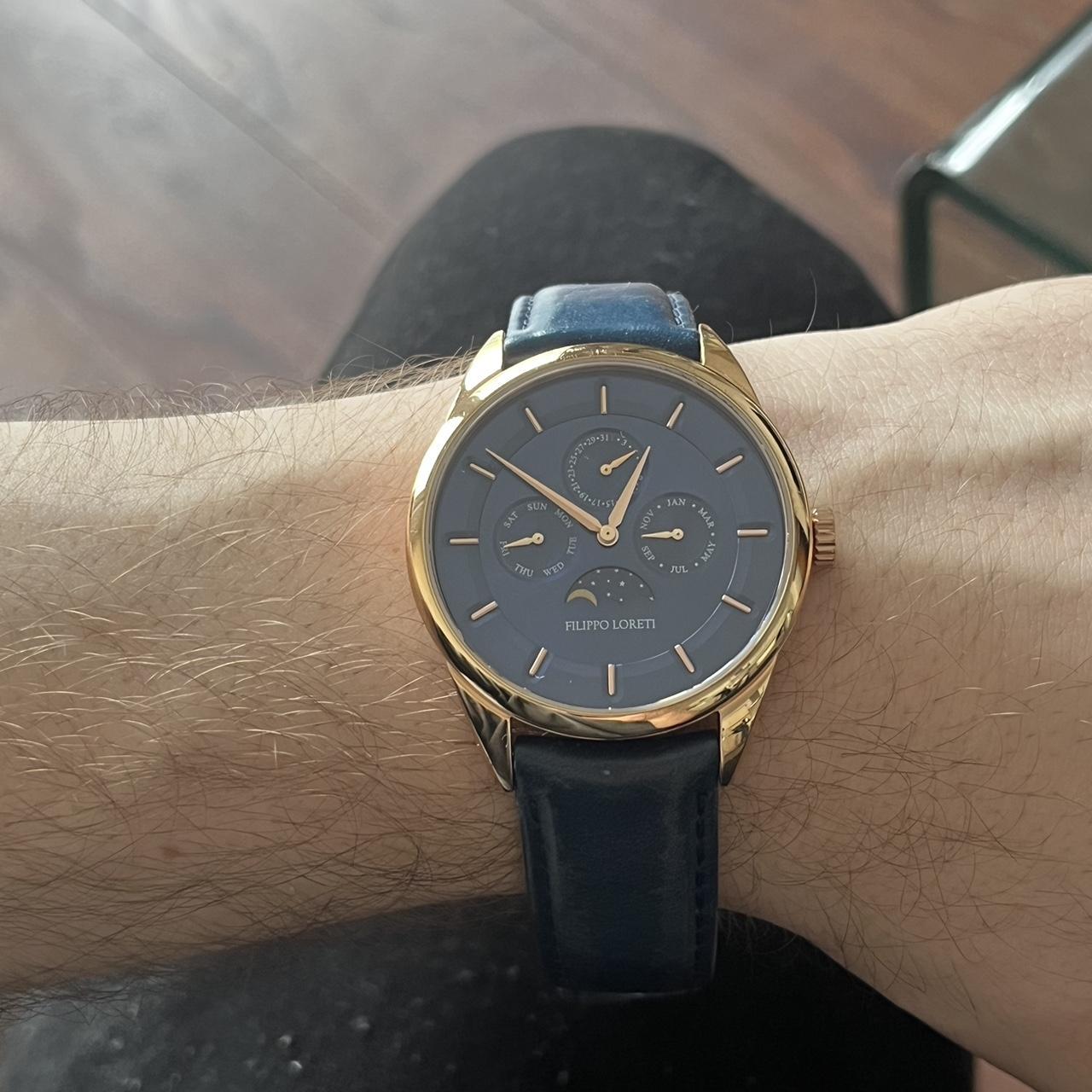 Filippo Loreti Venice Moonphase Blue and Rose Gold... - Depop