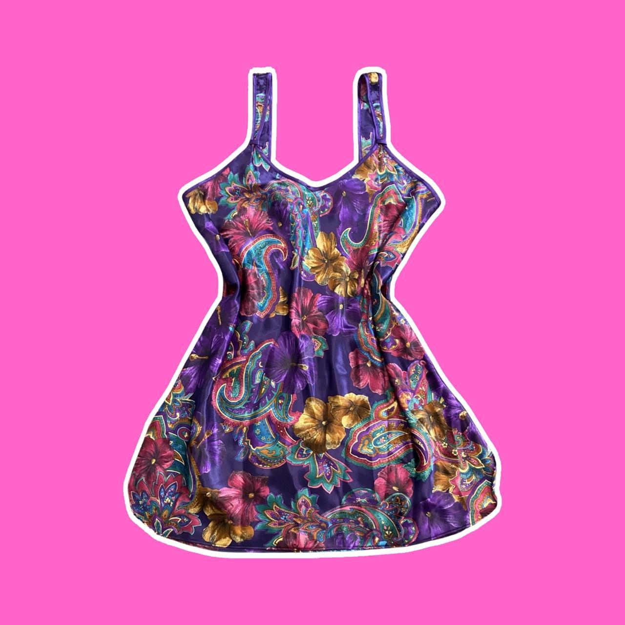 beautiful patterned slip dress! vintage, made in... - Depop