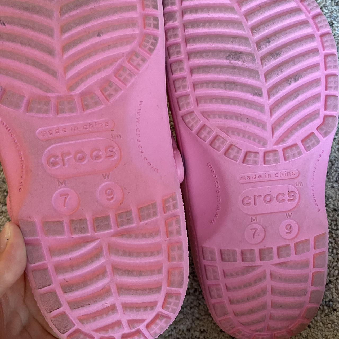 Pink crocs- worn a few times but still in good... - Depop