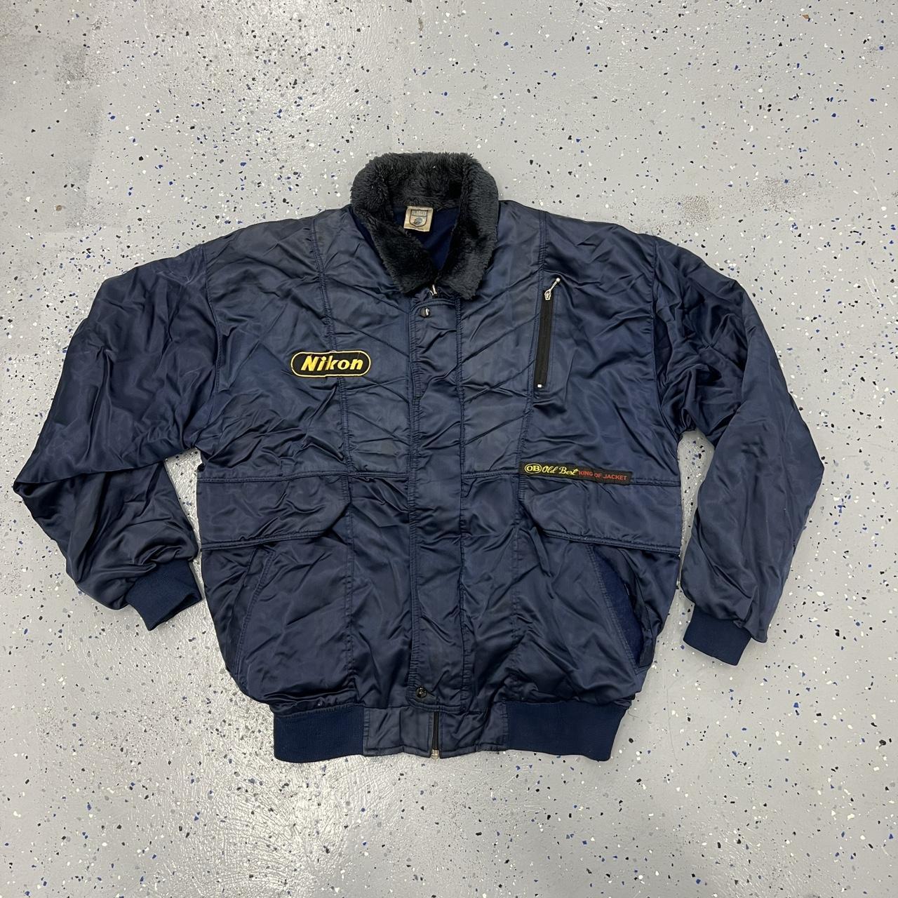 Old bet OB king of jackets Navy bomber Nikon... - Depop