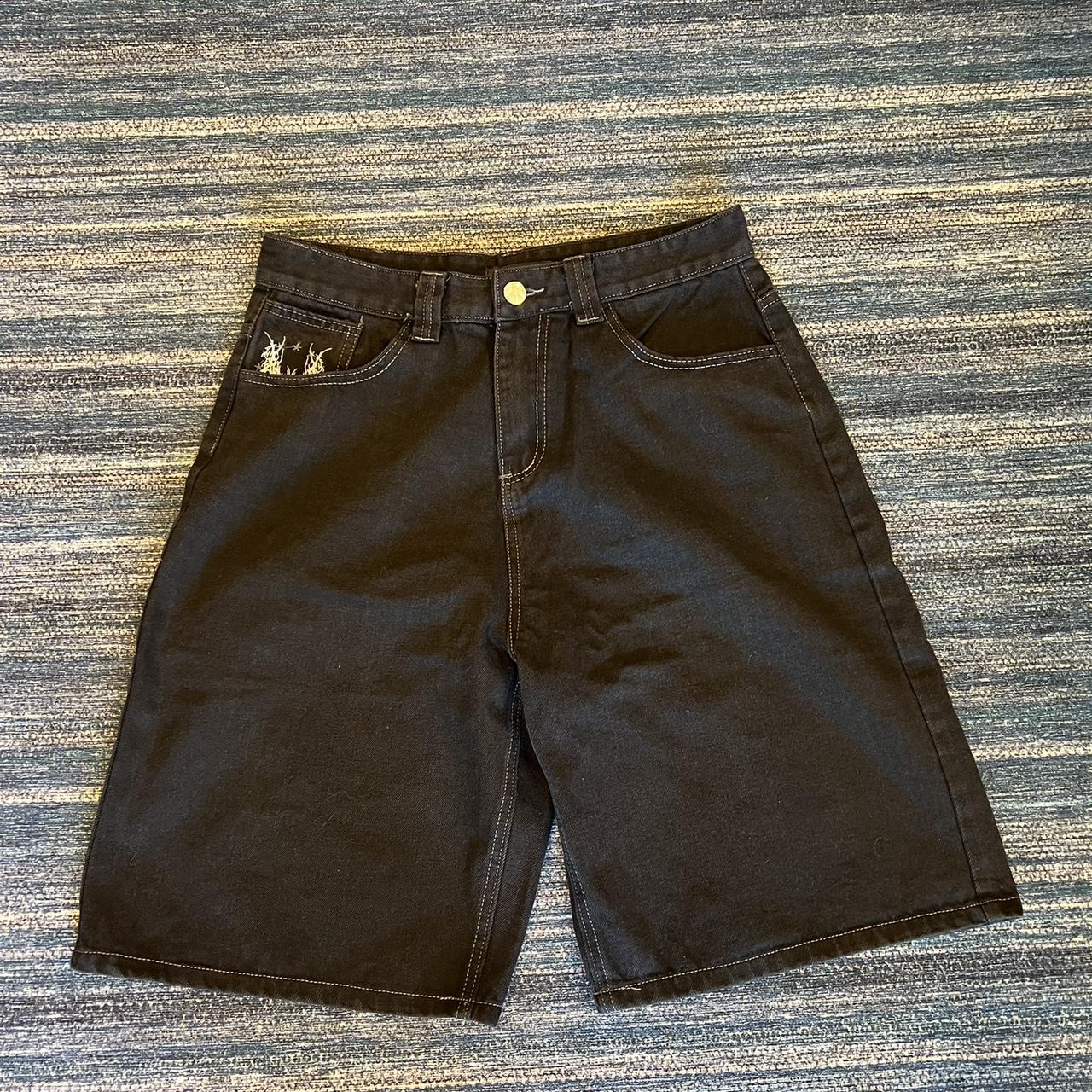 nickitten star black jorts size 32 both front and... - Depop