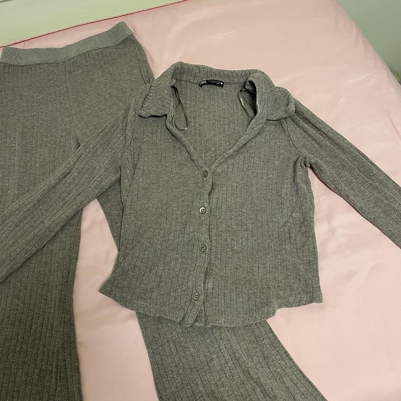 Zara soft feel rubbed pants & top. The pants are... - Depop