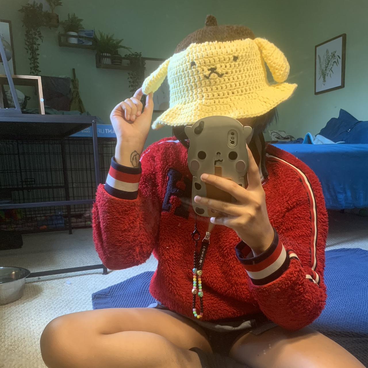 Introducing the Crochet Pompom Purin Bucket Hat, a... - Depop