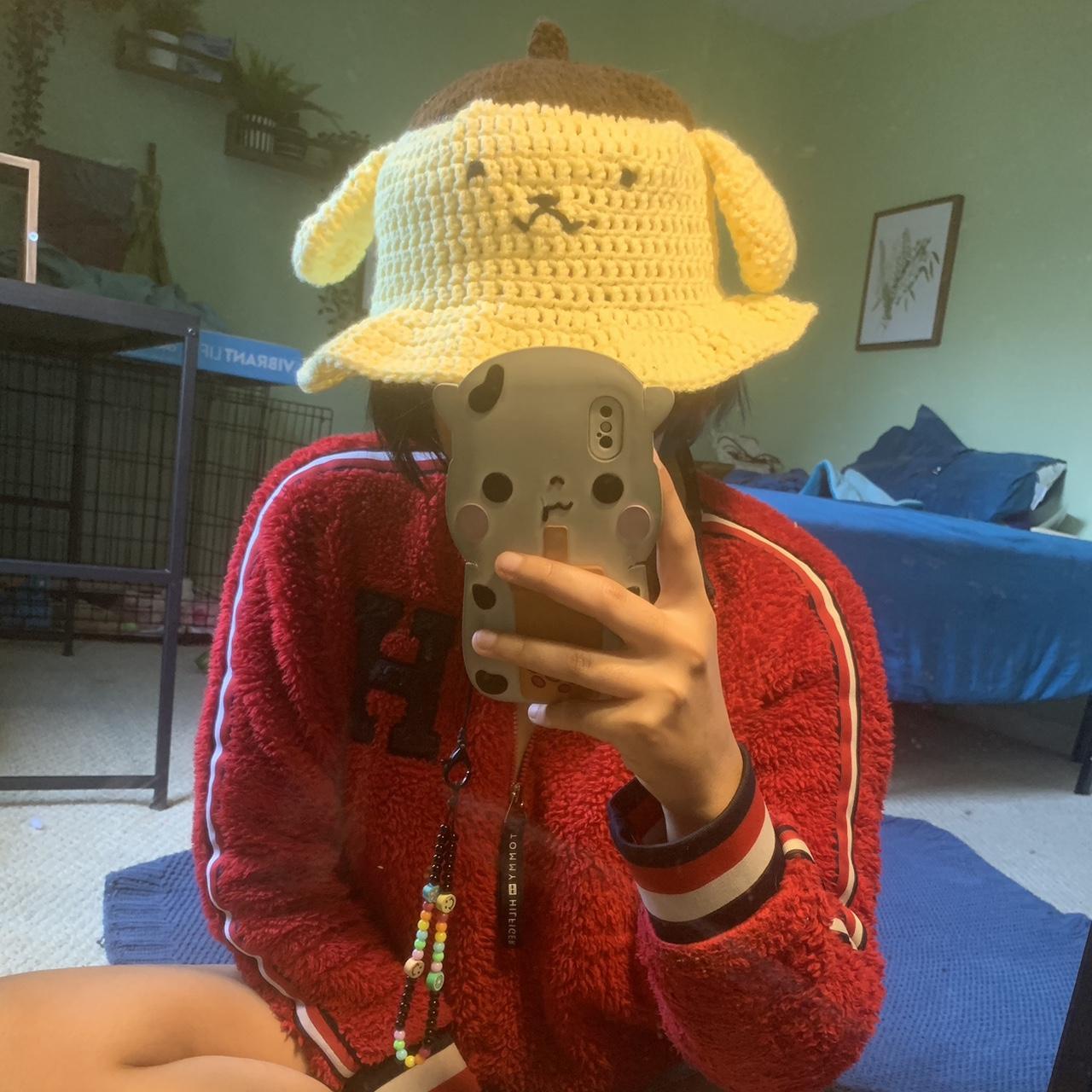 Introducing the Crochet Pompom Purin Bucket Hat, a... - Depop